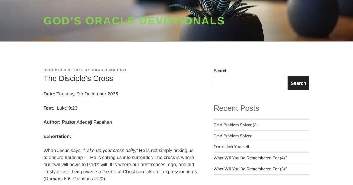 The Disciple’s Cross – God’s Oracle Devotionals