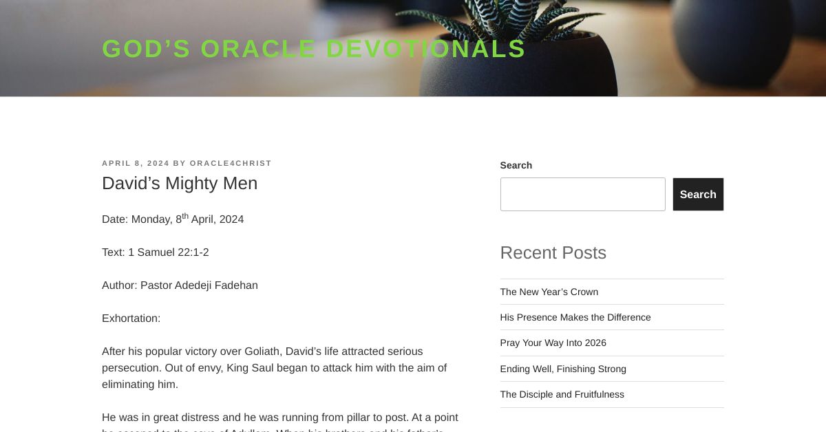 David’s Mighty Men – God’s Oracle Devotionals